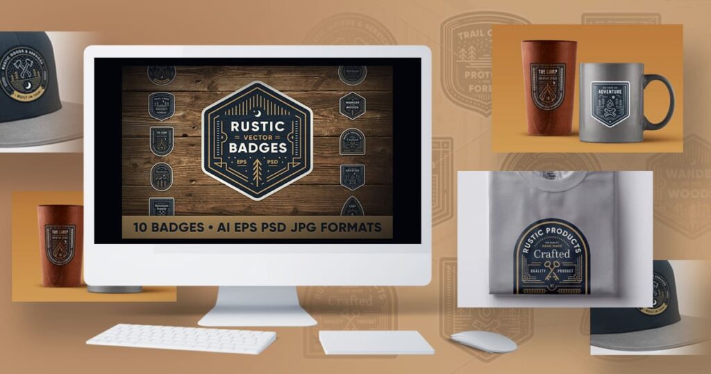 Rustic Line Art Badges – MasterBundles