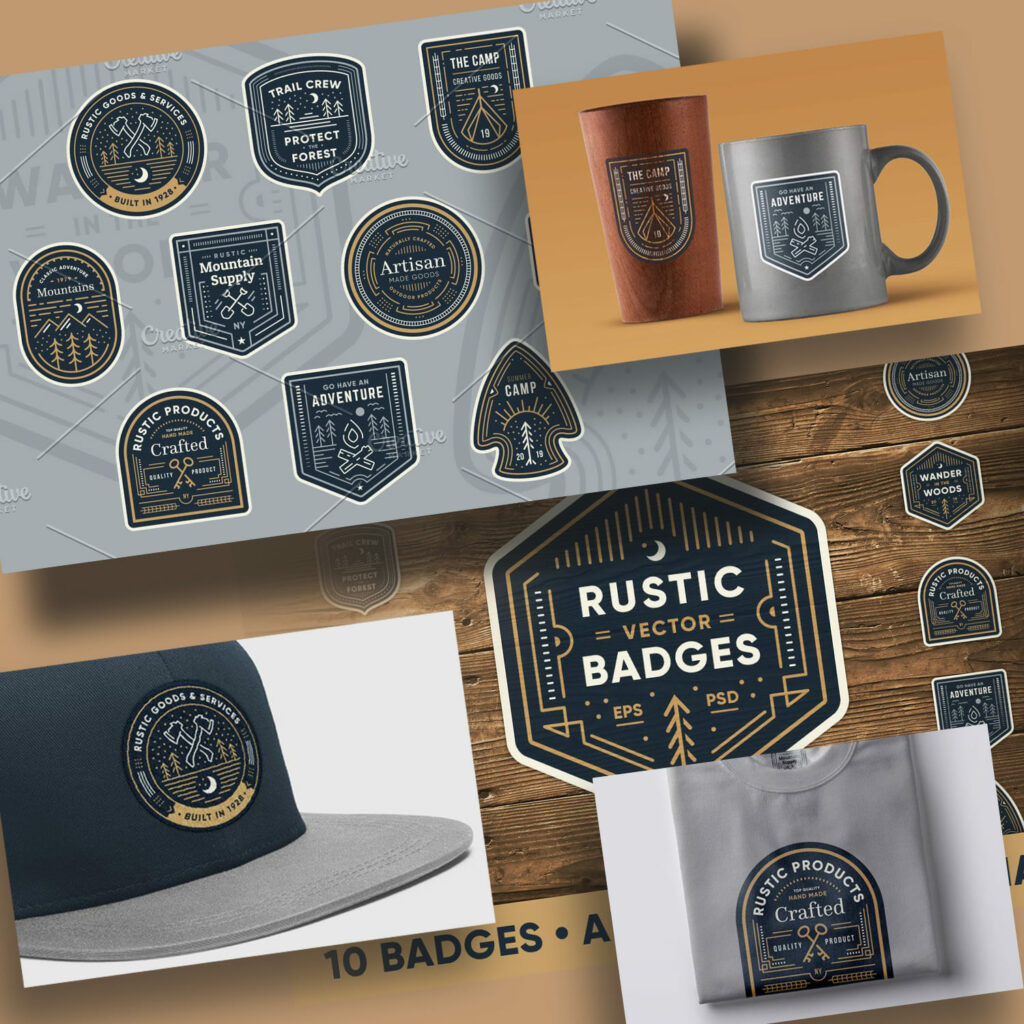 Rustic Line Art Badges – MasterBundles