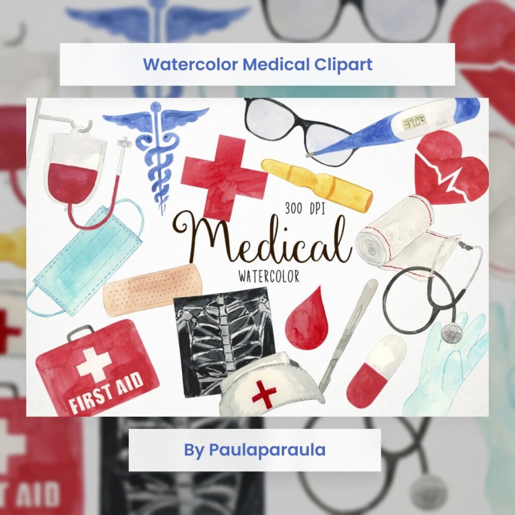 Watercolor Medical Clipart – MasterBundles