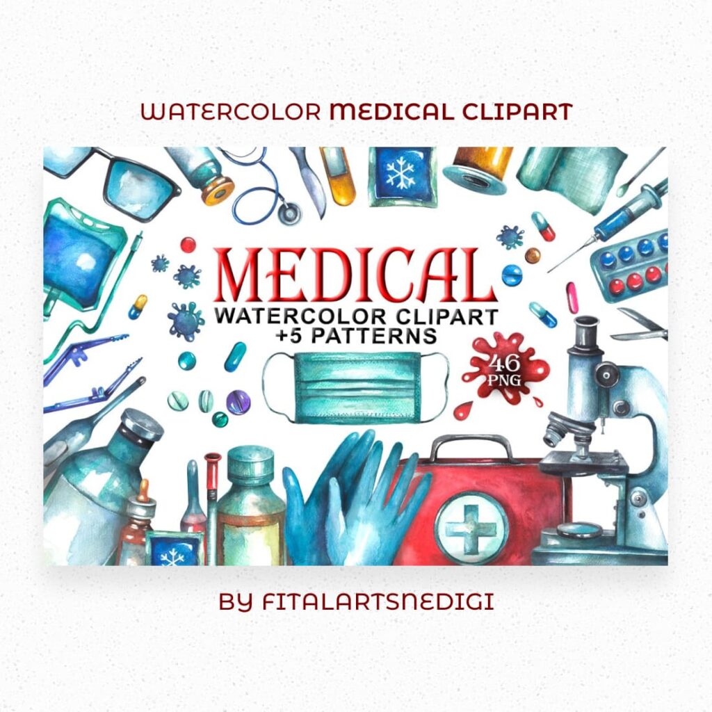 Watercolor Medical Clipart – MasterBundles