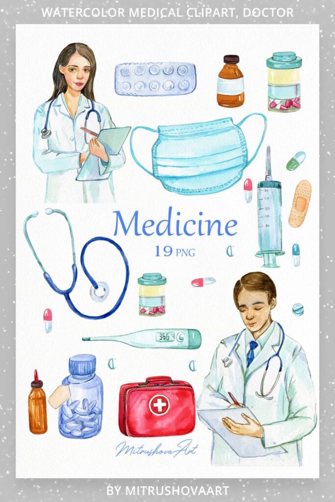 Watercolor Medical Clipart , Doctor – MasterBundles