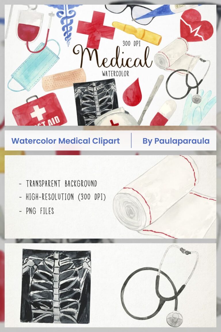 Watercolor Medical Clipart – MasterBundles
