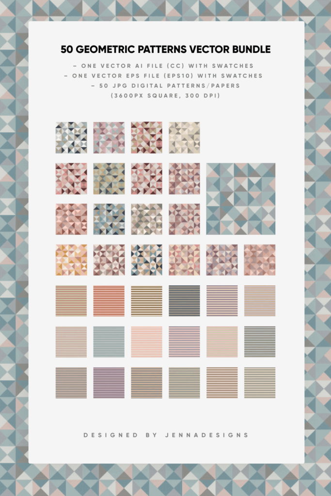 50 Geometric Patterns Vector Bundle – MasterBundles