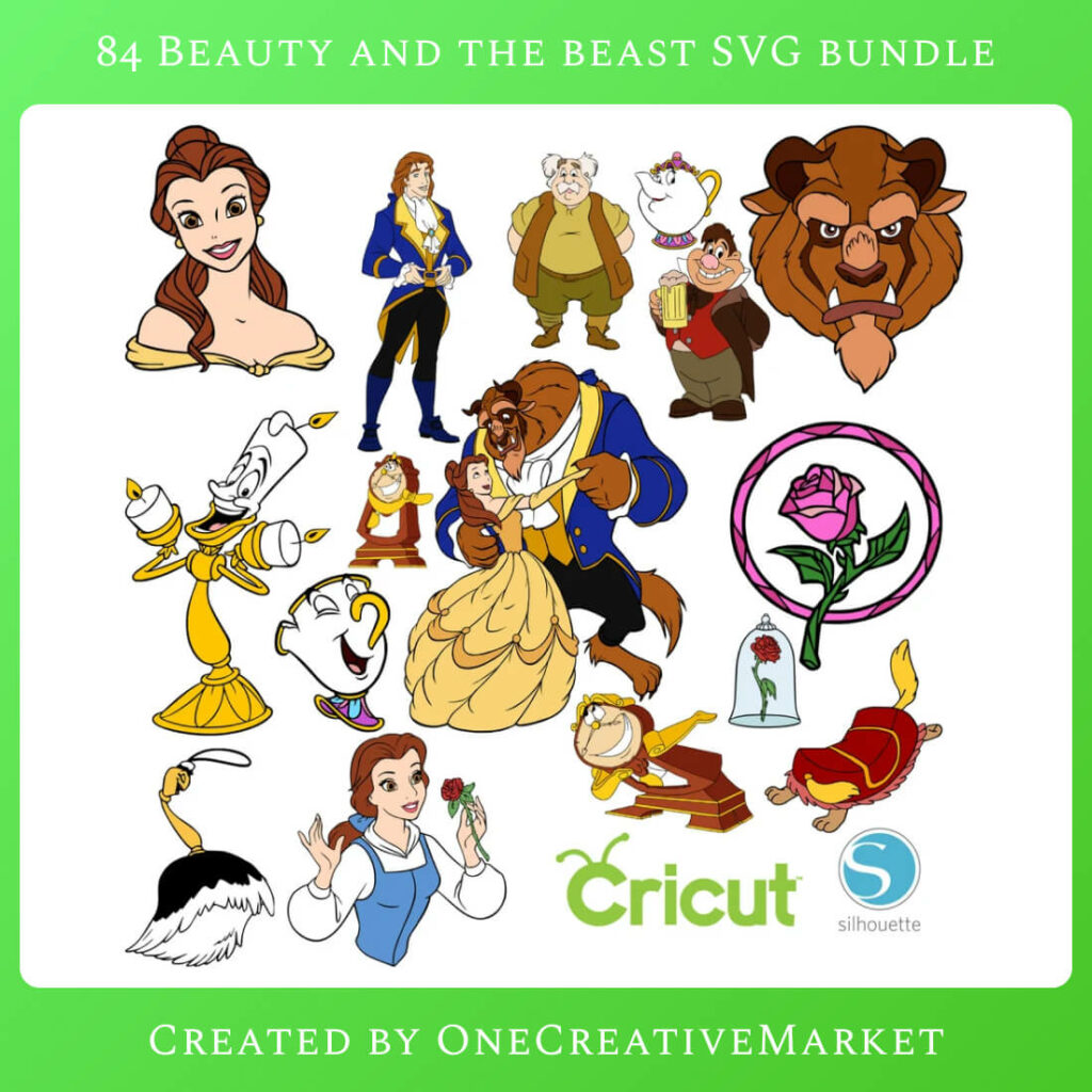 84 Beauty And The Beast SVG Bundle For Cricut And Silhouette Cutting ...