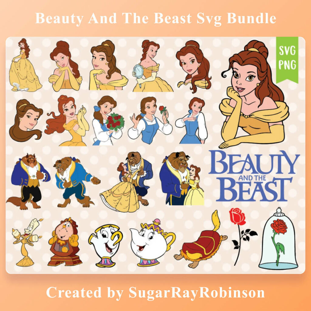 84 Beauty And The Beast SVG Bundle For Cricut And Silhouette Cutting ...