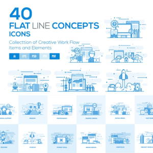 Flat Line Color Conceptual Icons – MasterBundles
