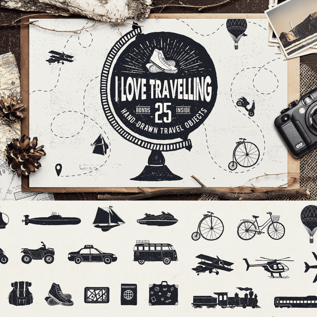 I Love Travelling - 25 Travel Objects – MasterBundles