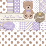 Violet Teddy Bear Digital Paper – MasterBundles