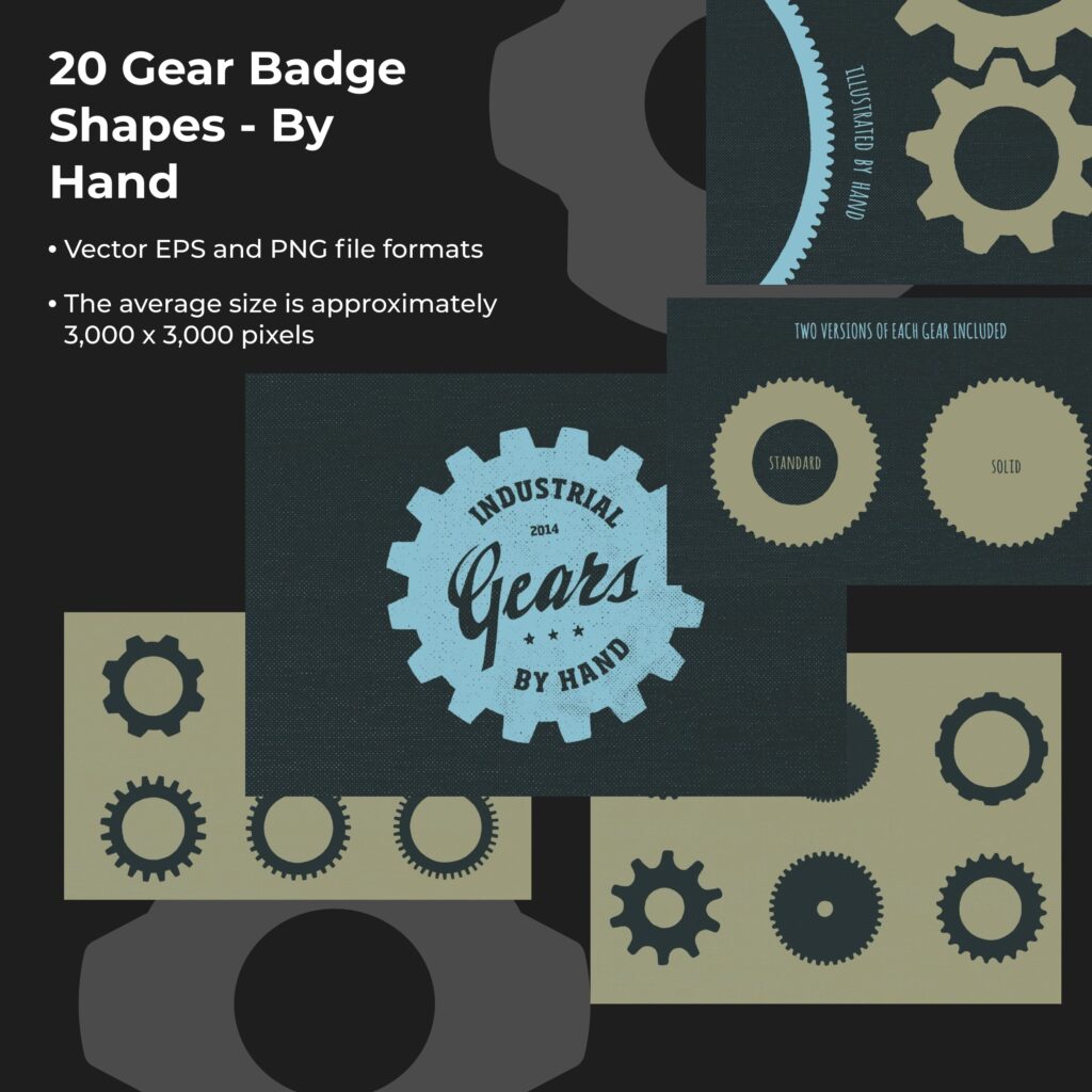 20 Gear Badge Shapes - By Hand – MasterBundles