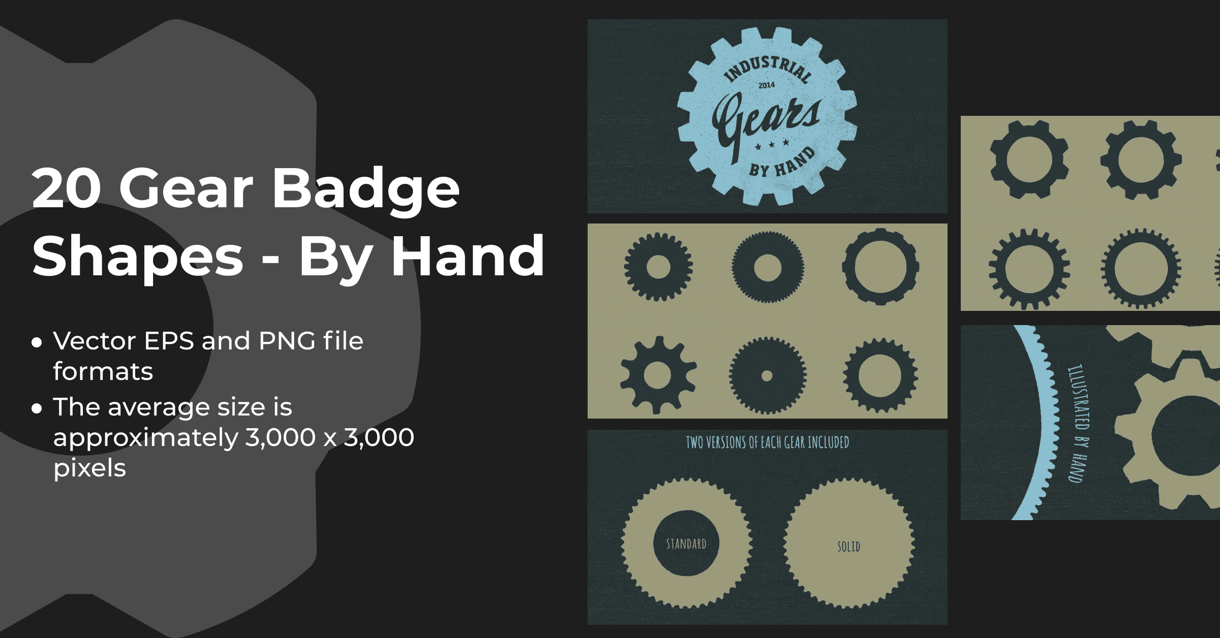 20 Gear Badge Shapes - By Hand – MasterBundles