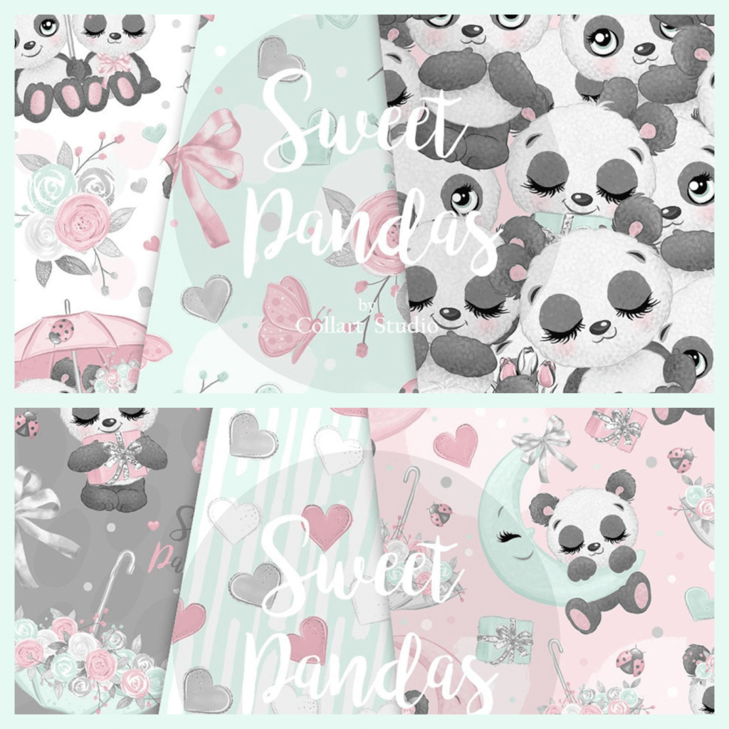 Panda Bear Digital Paper, Cute Baby – MasterBundles