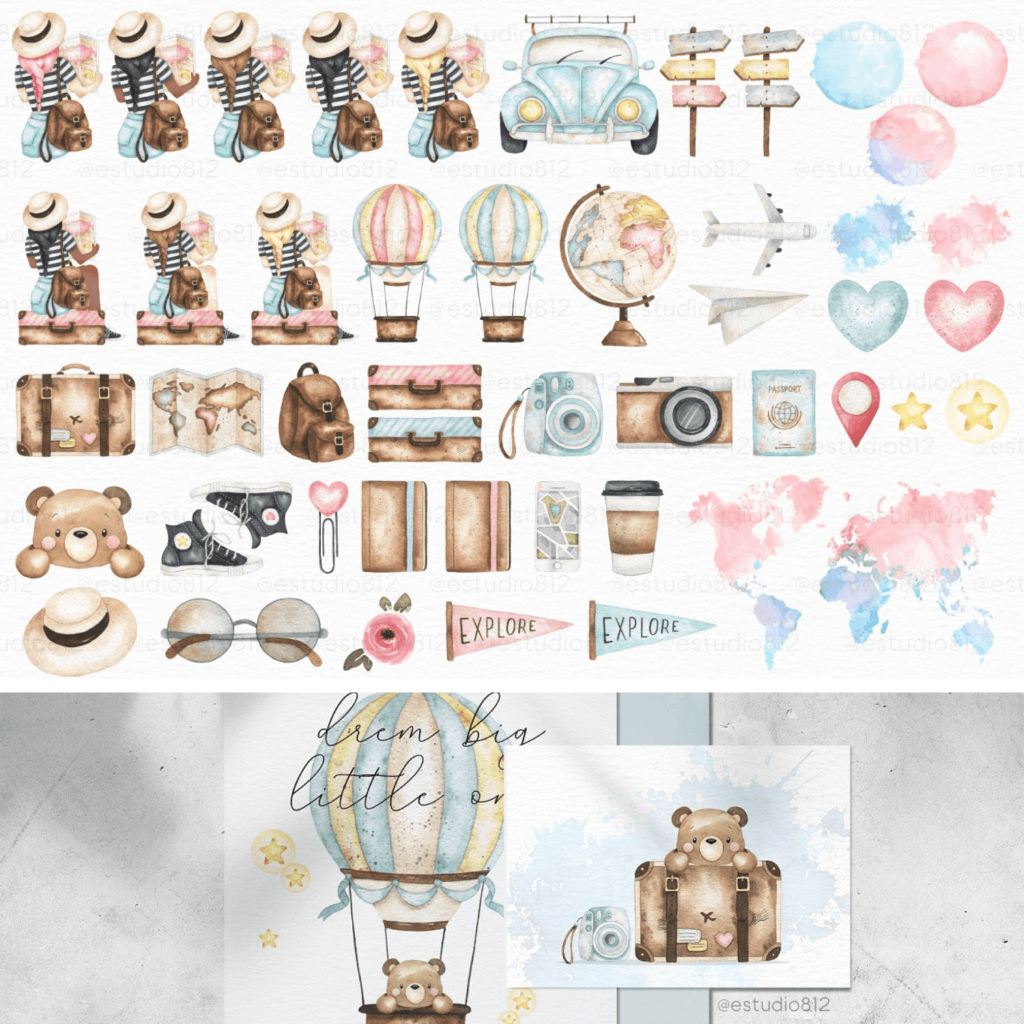 Travel The World Watercolor Set – MasterBundles