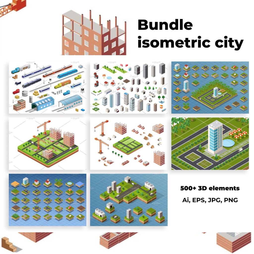 Isometric Construction Building – MasterBundles