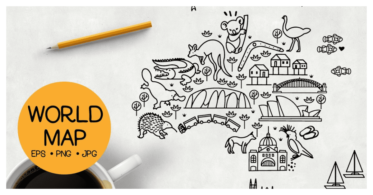 World Travel Line Icons Map – MasterBundles