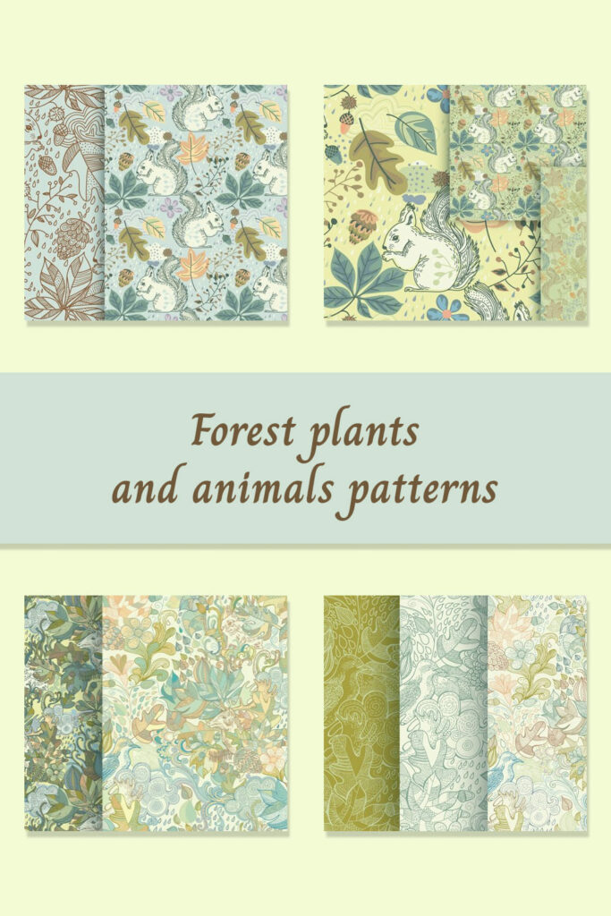 Forest Plants And Animals Patterns – MasterBundles