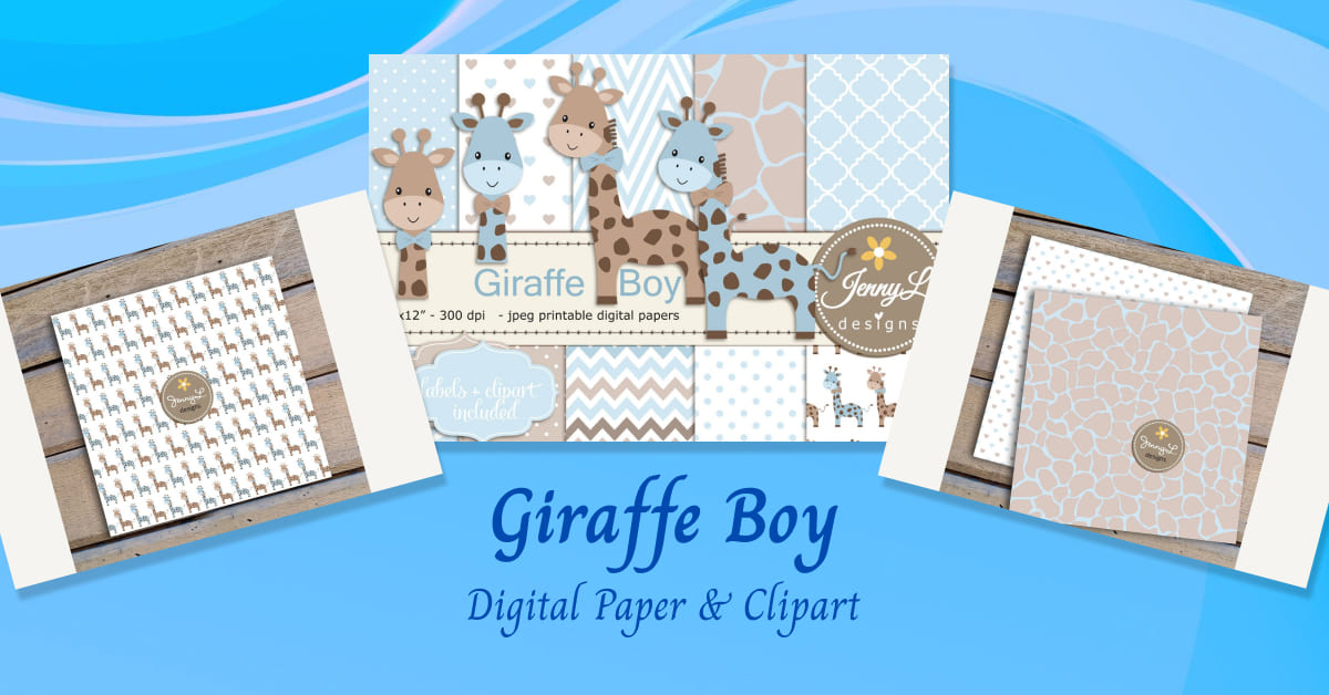 Giraffe Boy Digital Paper & Clipart – MasterBundles