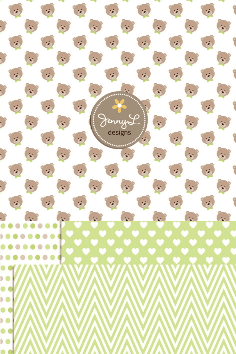 Green Teddy Bear Digital Paper – MasterBundles