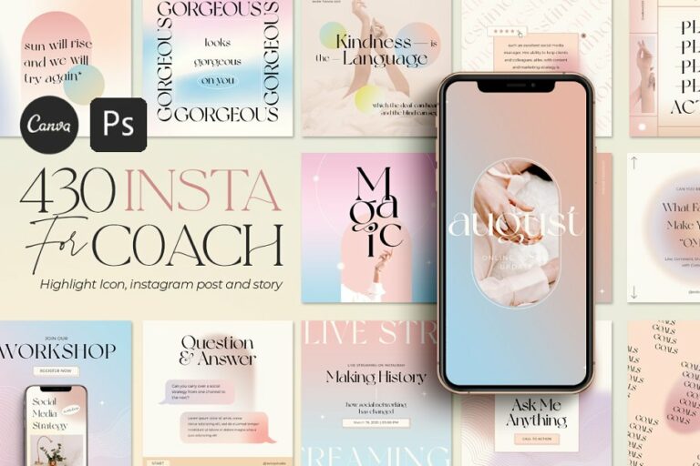 Instagram Gradient Coach | CANVA PS – MasterBundles