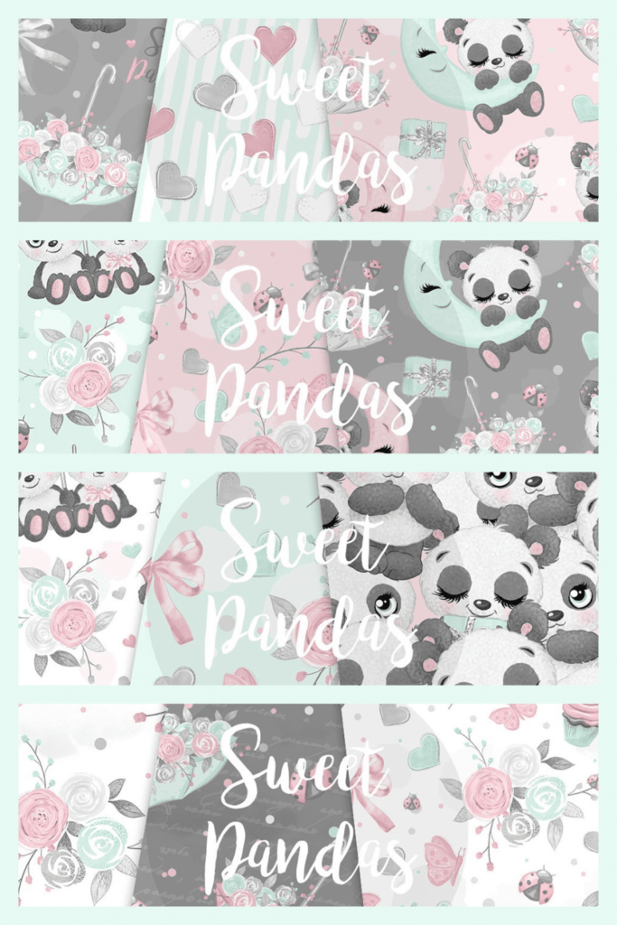 Panda Bear Digital Paper, Cute Baby – MasterBundles
