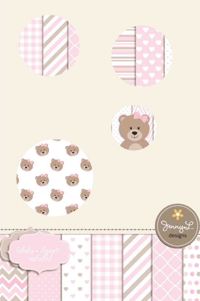 Pink Teddy Bear Digital Paper – MasterBundles