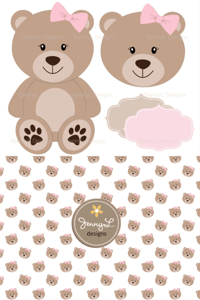Pink Teddy Bear Digital Paper – MasterBundles