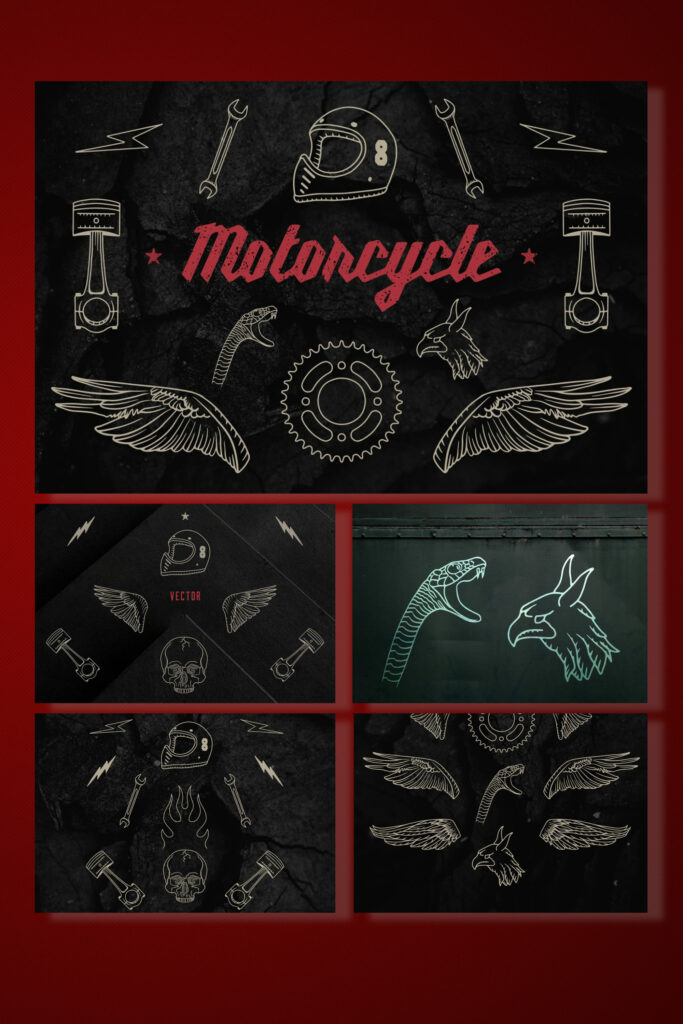Vintage Motorcycle Elements – MasterBundles