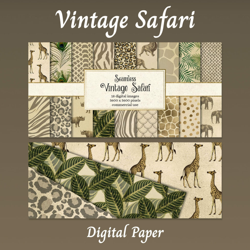 Vintage Safari Digital Paper – MasterBundles