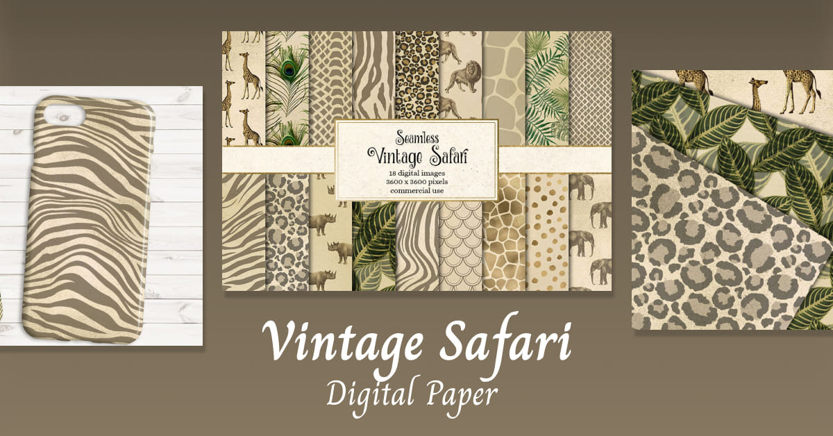Vintage Safari Digital Paper – MasterBundles