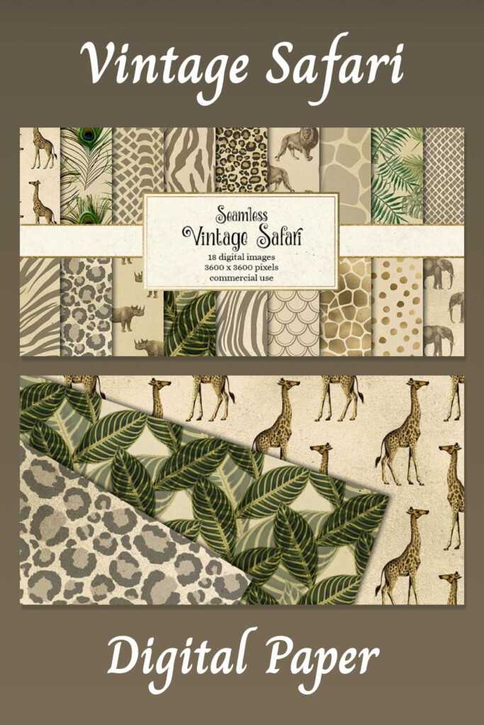 Vintage Safari Digital Paper – MasterBundles