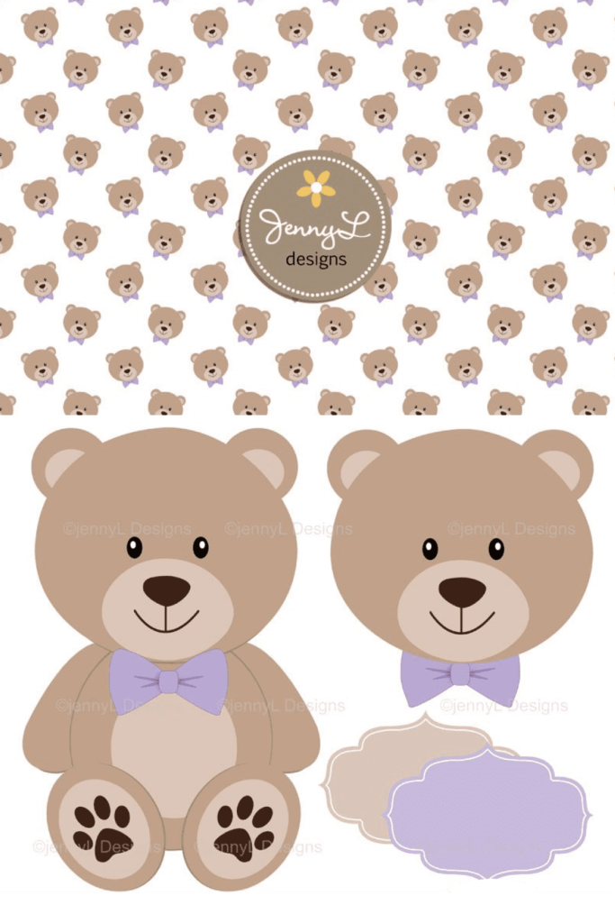 Violet Teddy Bear Digital Paper – MasterBundles