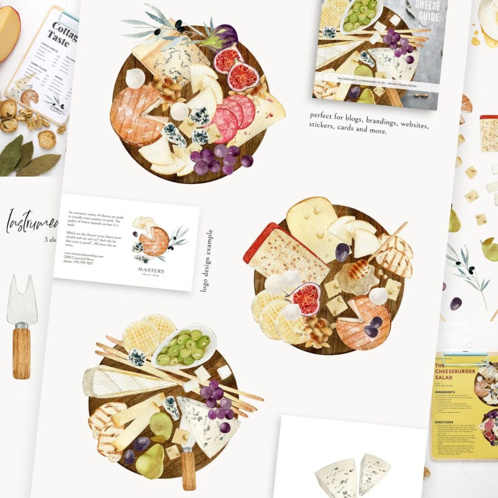 Watercolor Food Clipart, Cheese – MasterBundles