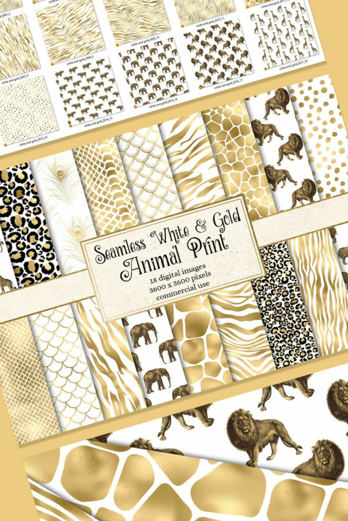 White and Gold Animal Skins – MasterBundles