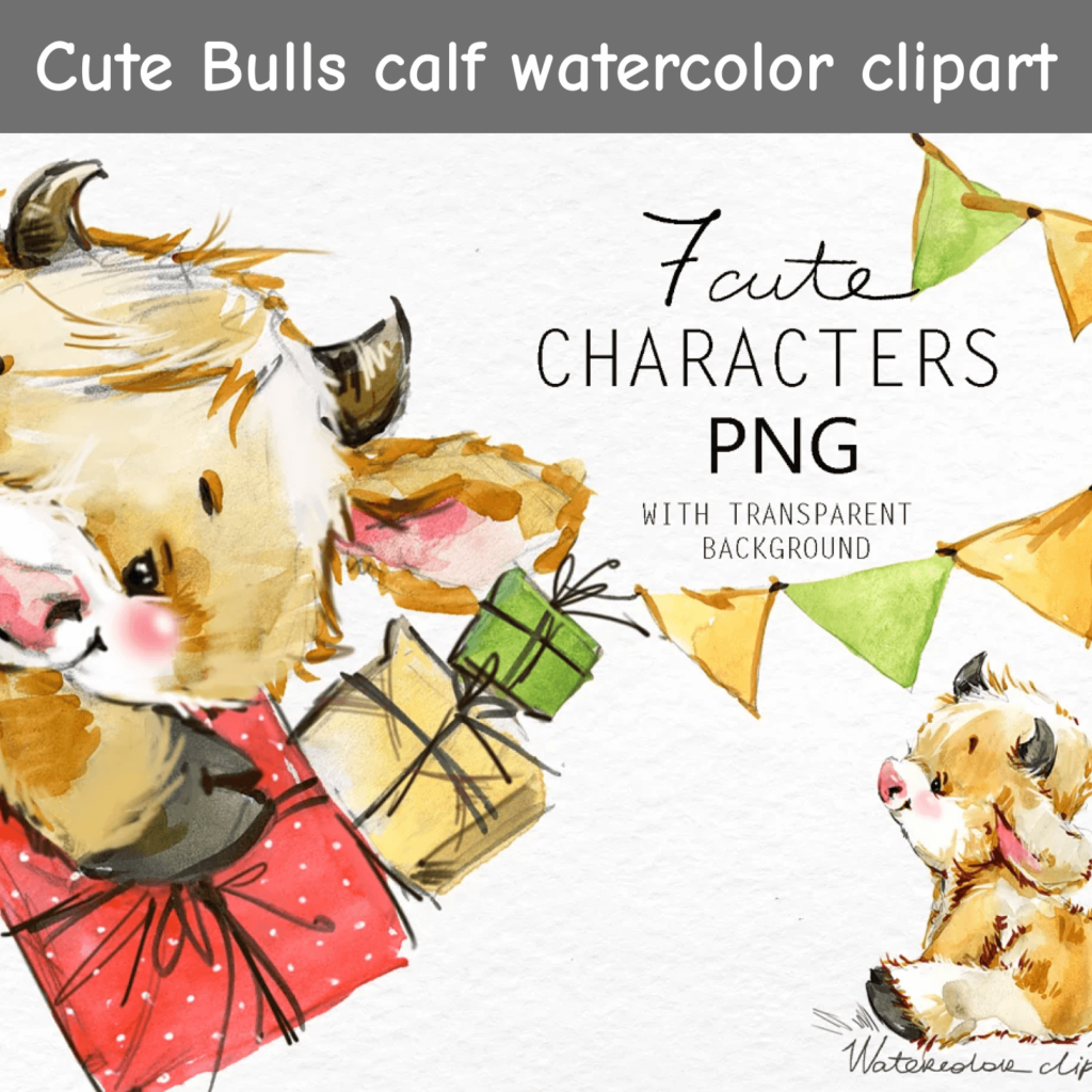 Cute Bulls Calf Watercolor Clipart – MasterBundles