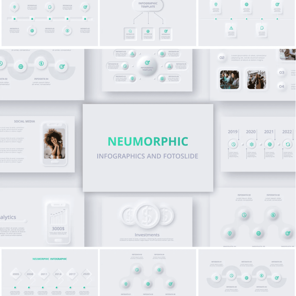 Neumorphic Infographics Pack – MasterBundles