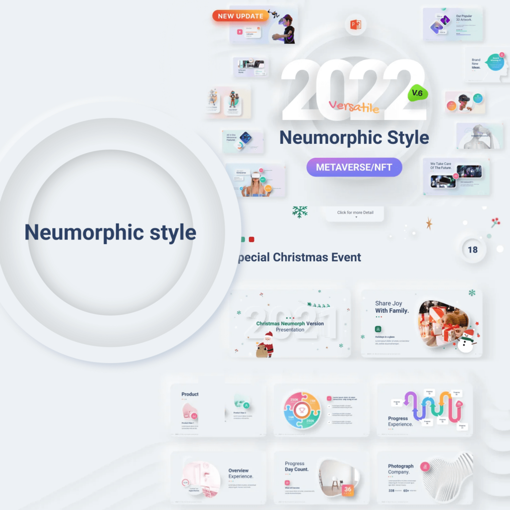 Neumorphic Style Powerpoint | Master Bundles