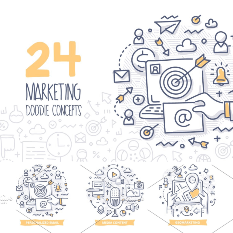 24 Marketing Doodle Concepts – MasterBundles