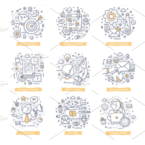 24 Marketing Doodle Concepts – MasterBundles
