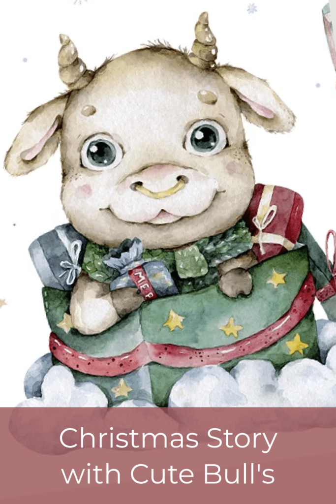 Christmas Story with Cute Bull's – MasterBundles