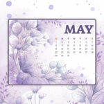 Free Purple Fully Editable May Calendar | Master Bundles