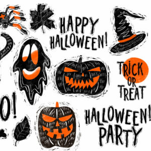Halloween Linocut Clipart | Master Bundles