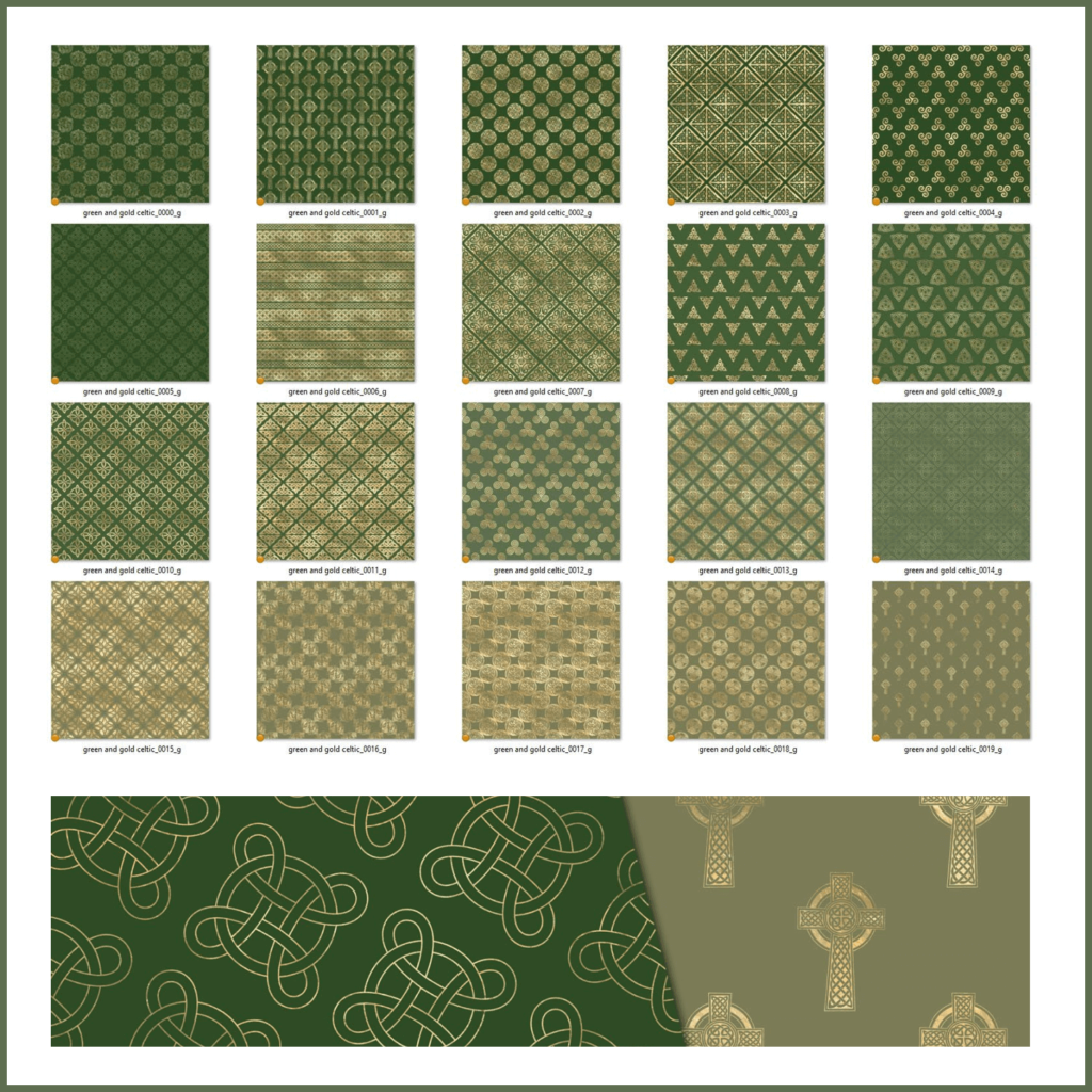 Green & Gold Celtic Digital Paper – MasterBundles