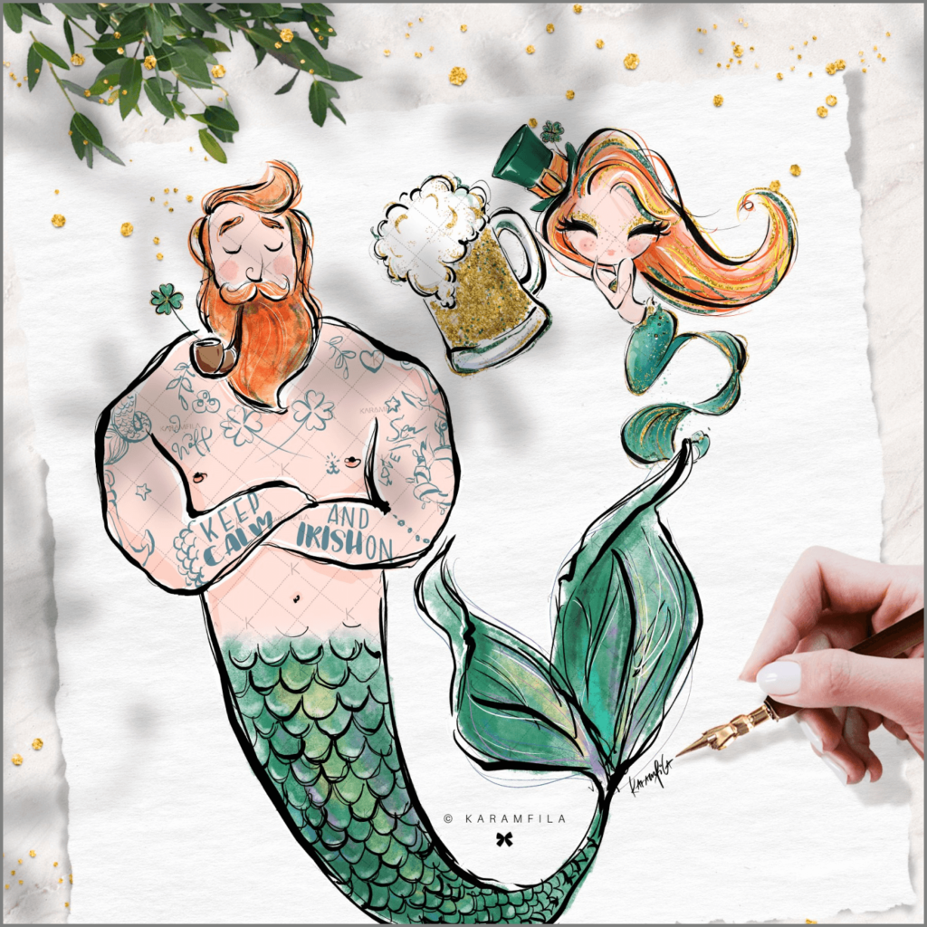 St Patrick's Day Mermaid Clipart – MasterBundles