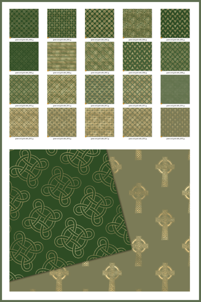 Green & Gold Celtic Digital Paper – MasterBundles