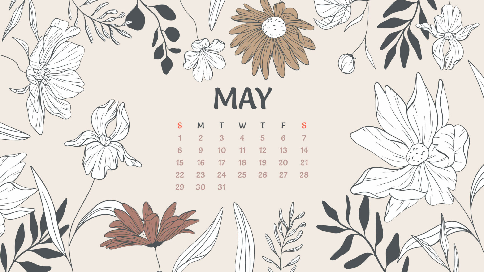 Fully Editable Free May Calendar – MasterBundles