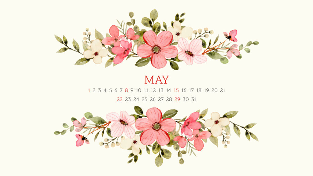 Free Pink Flower Editable May Calendar – MasterBundles