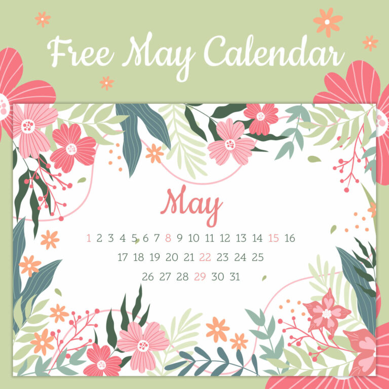 Free Peony Editable May Calendar | Master Bundles