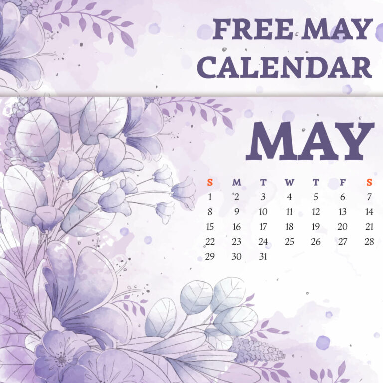 Free Purple Fully Editable May Calendar – MasterBundles