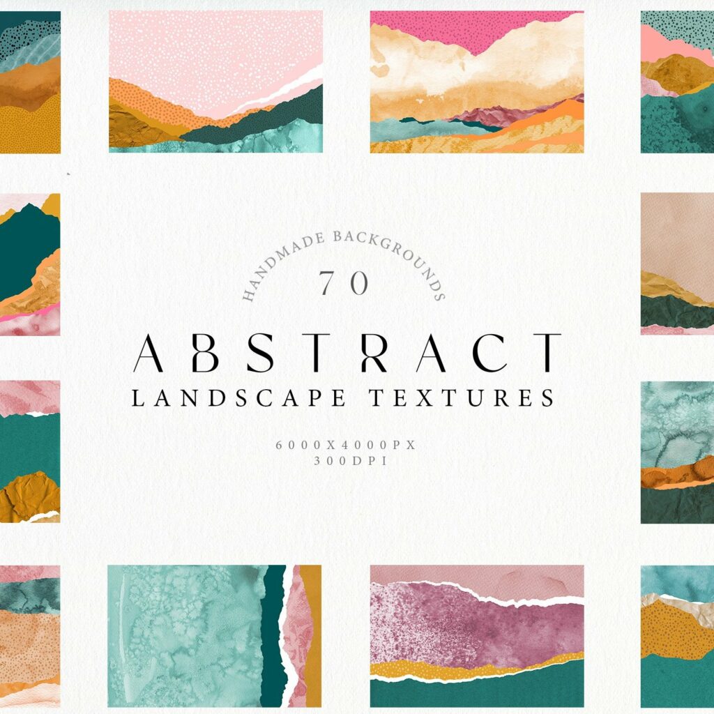 70 Abstract Landscape Collage Shapes – MasterBundles
