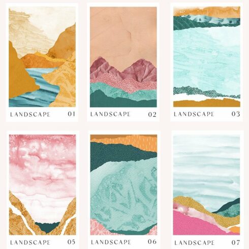 70 Abstract Landscape Collage Shapes – MasterBundles