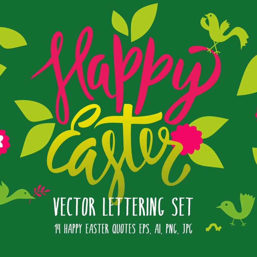 Happy Easter Vector Lettering Set | Master Bundles